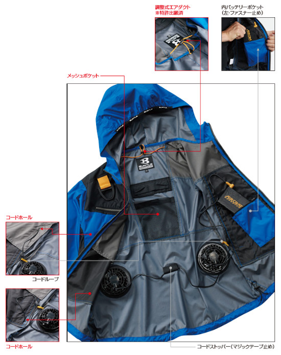 バートル BURTLE エアークラフトパーカージャケット(AC1091) カーディナル ※在庫処分特価品 - 円陣 オンラインショップ ENGINE ONLINE SHOP